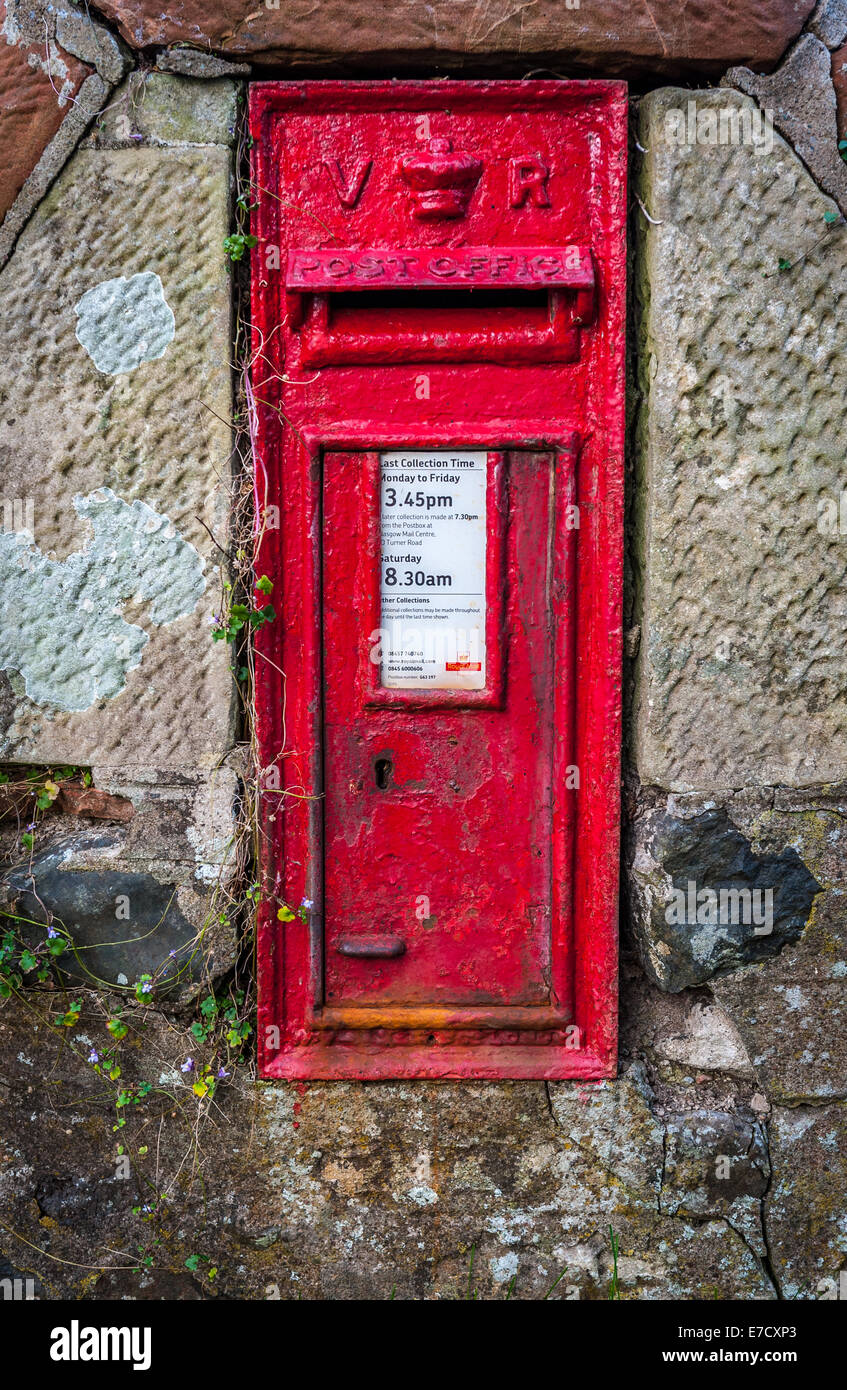 An old rural Royal mail post box from the reign of Queen Victoria Stock ...