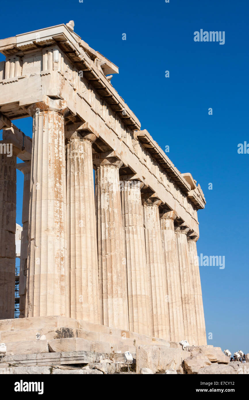 The columns of Parthenon, the temple in the Acropolis of Athens in ...
