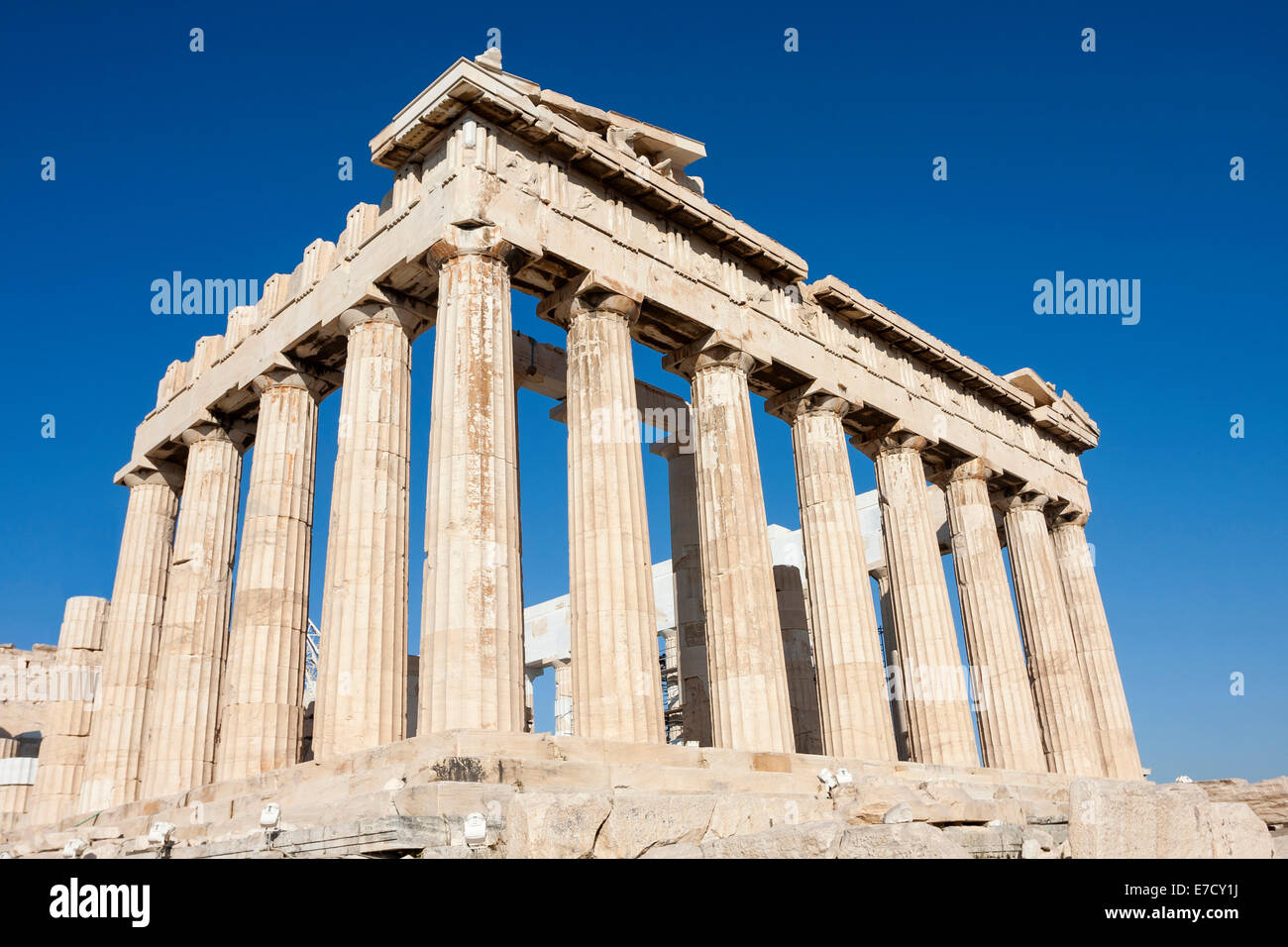 Columns in the Parthenon, the temple in the Acropolis of Athens in ...