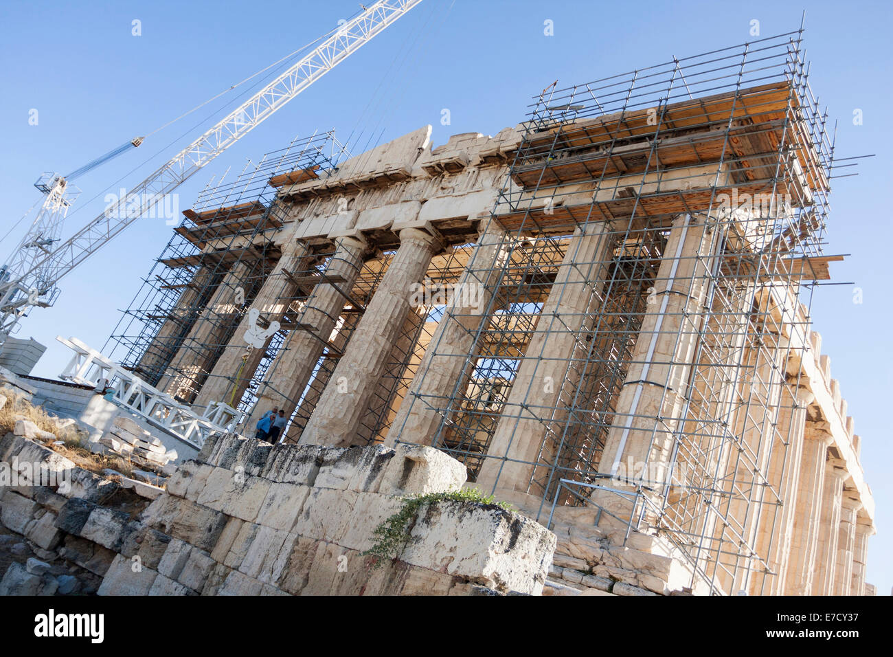ATHENS, GREECE - OCTOBER 6 : Reconstruction work on the Parthenon ...