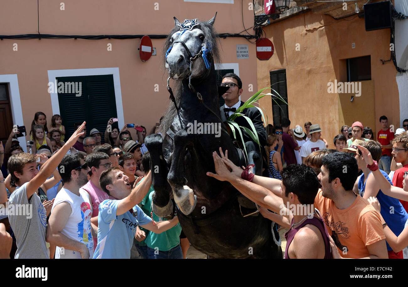 Tipical feast of horses in the town of Ciutadella in Menorca; in ...