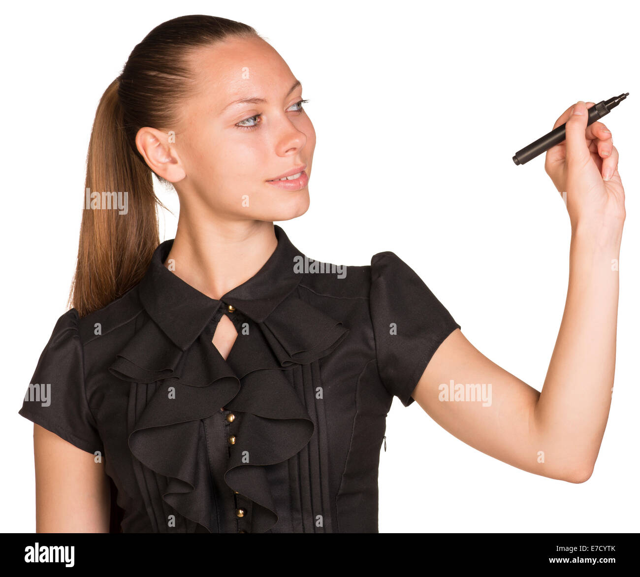Young successful business woman writing with pen Stock Photo - Alamy