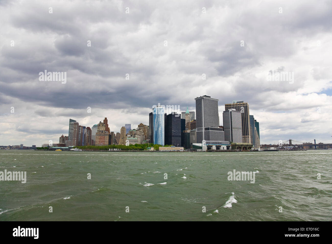 Manhattan view from the bay with dramatic clouds Stock Photo - Alamy