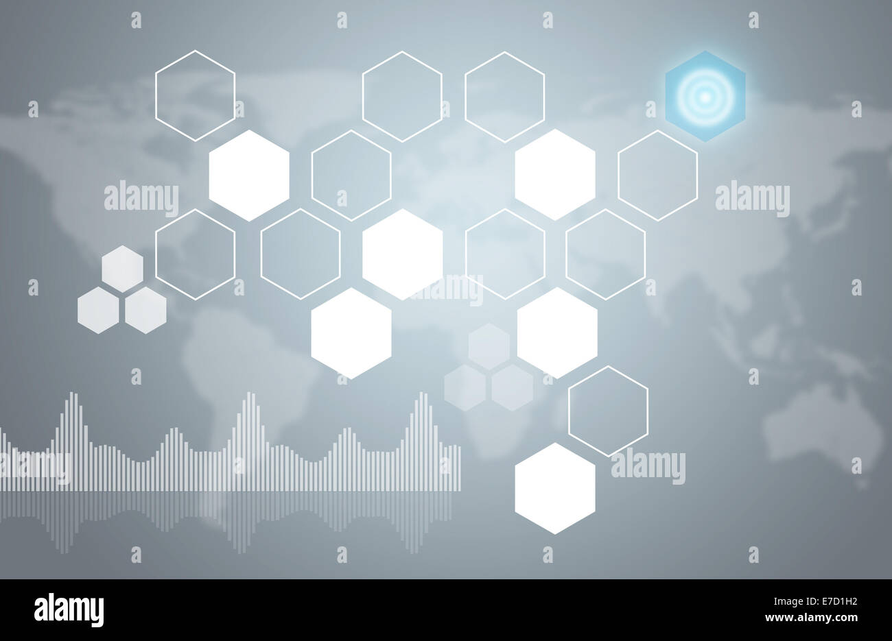 Hexagons, world map and graphs Stock Photo - Alamy