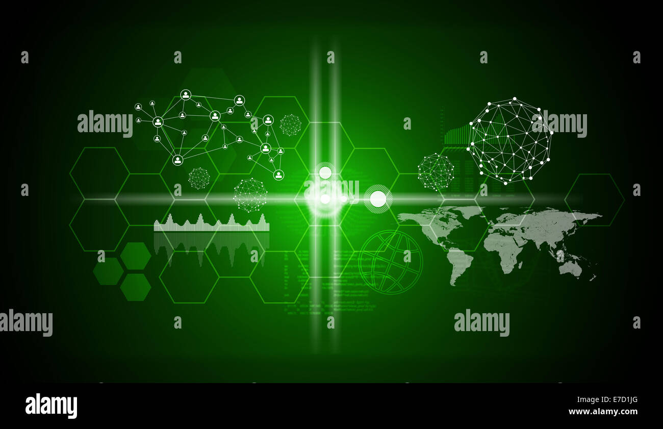 Graphs, world map, network and other elements Stock Photo - Alamy