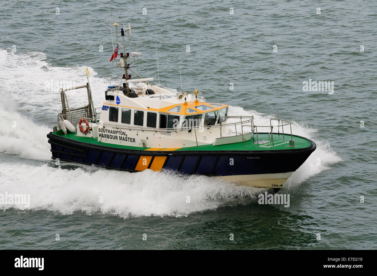 Southampton Harbour Master pilot boat travelling through the Solent ...