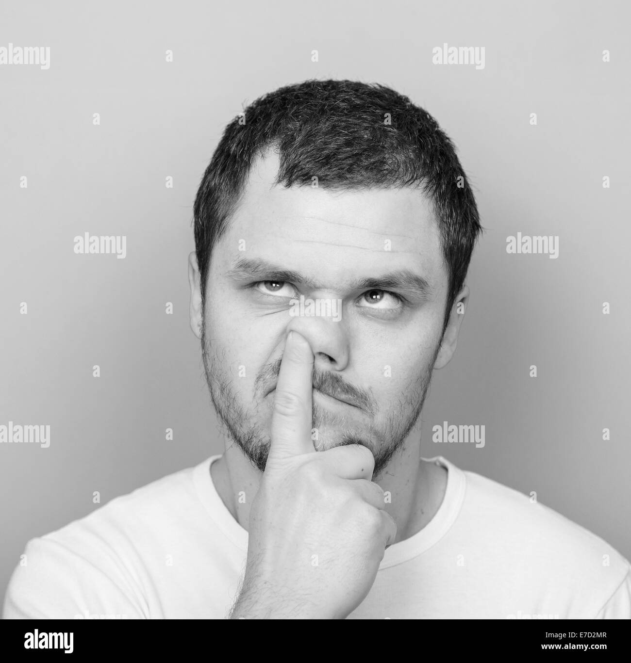 Black man hand one finger head hi-res stock photography and images - Alamy