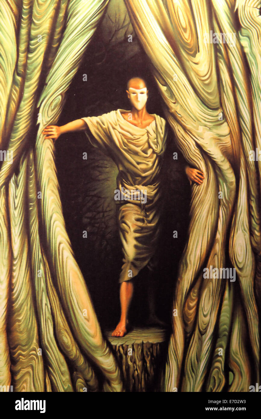 ABSTRACT ART WITH MASKED MAN COMING OUT OF TREE Stock Photo - Alamy