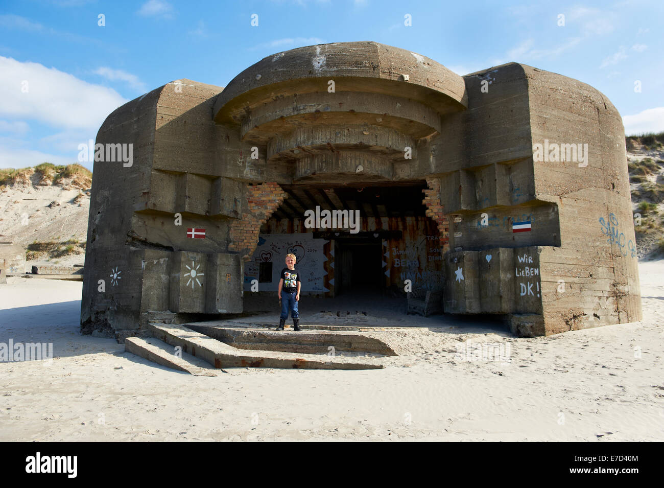 Boy playing in a German WW2 bunker Stock Photo - Alamy