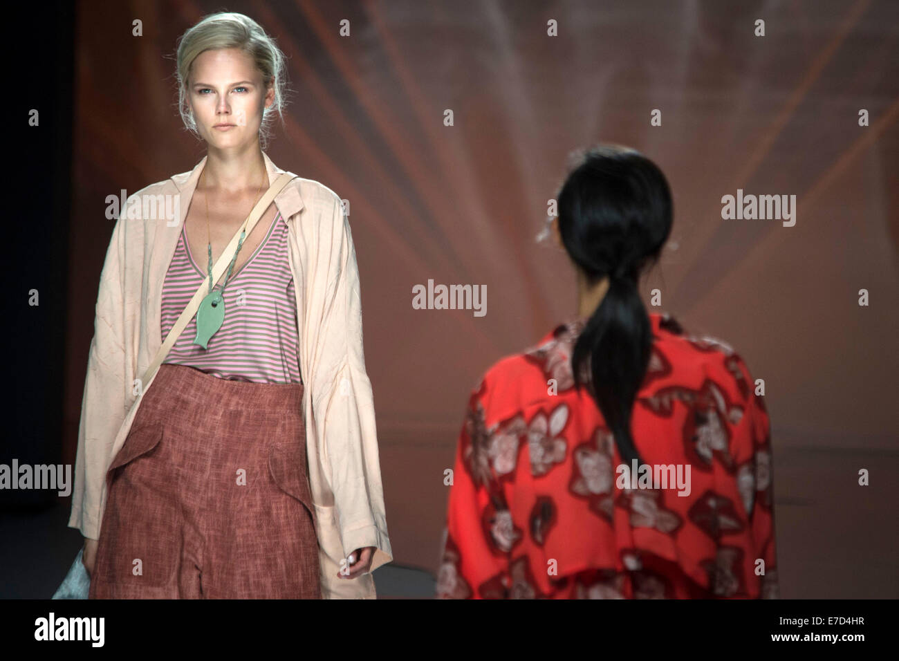 Models pose on the catwalk during the Ailanto Fashion Show at Fashion ...