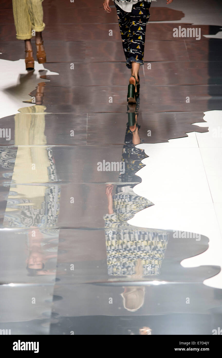 Models pose on the catwalk during the Ailanto Fashion Show at Fashion ...