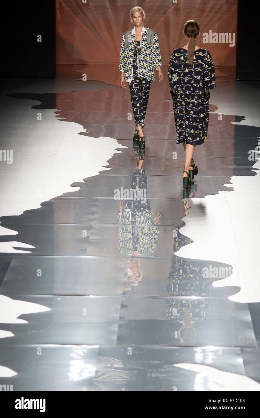 Models pose on the catwalk during the Ailanto Fashion Show at Fashion ...