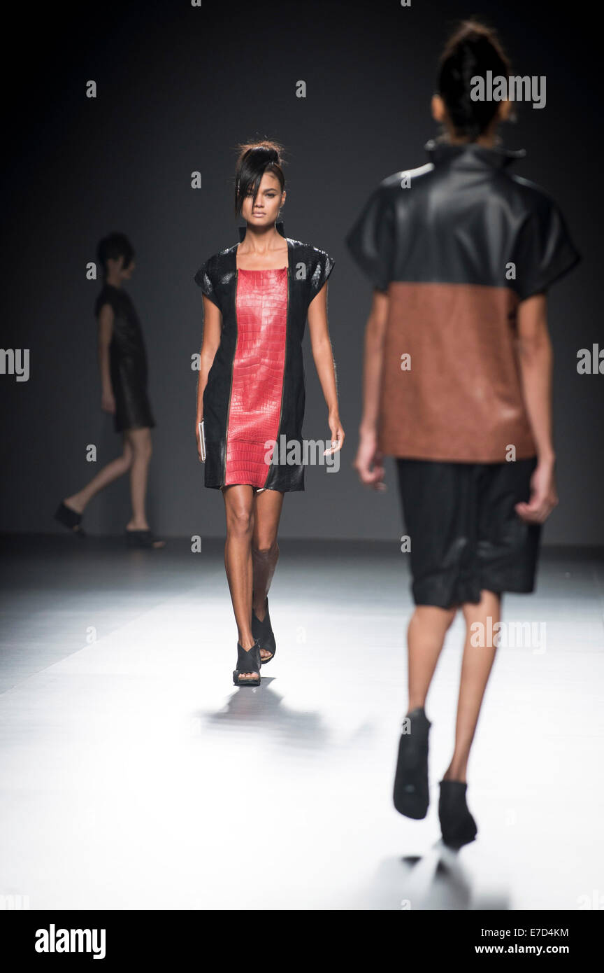 Models pose on the catwalk during the Etxeberria Fashion Show at ...