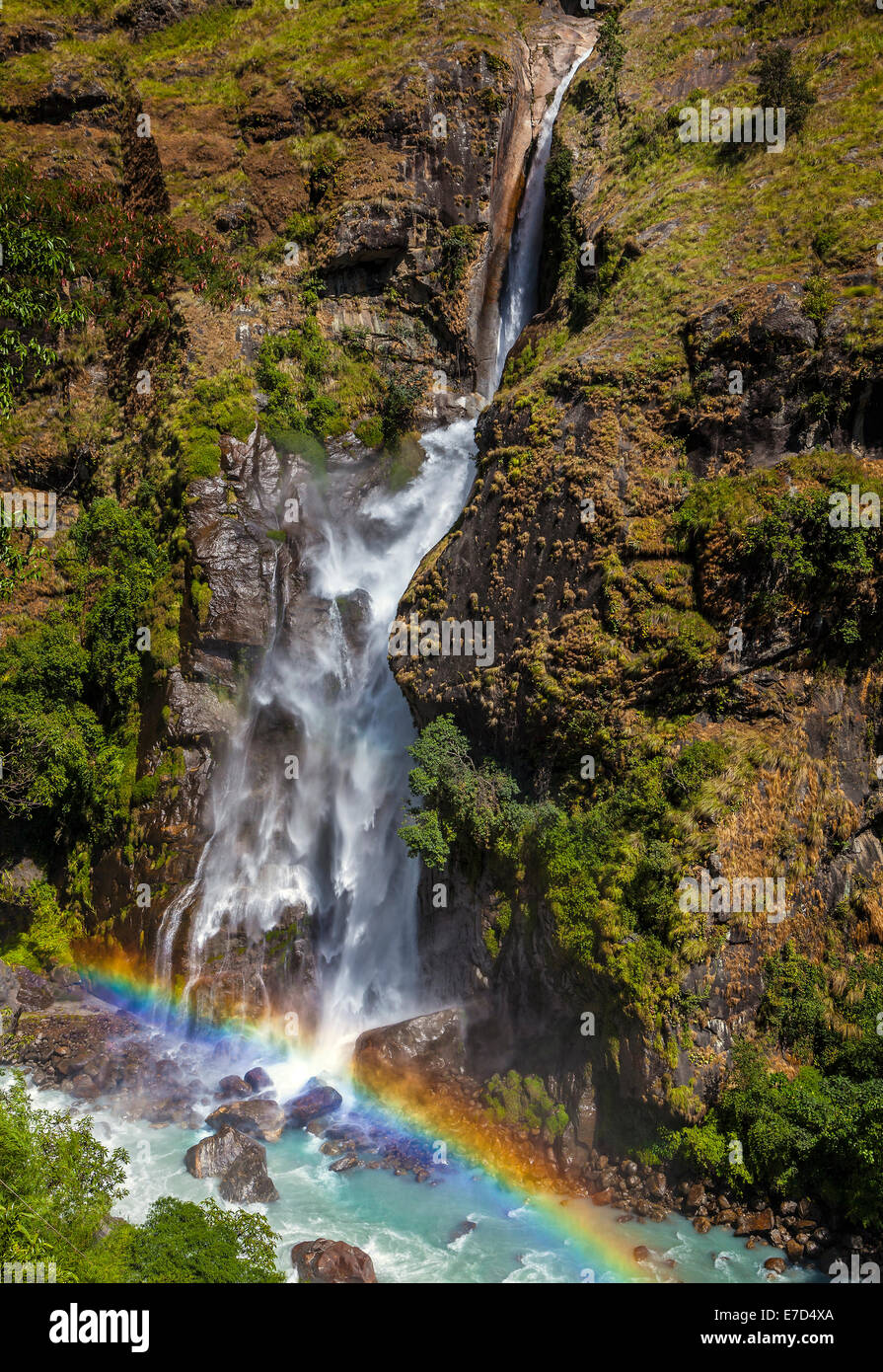 Mountain waterfall in forest, Annapurna region, Nepal Stock Photo - Alamy
