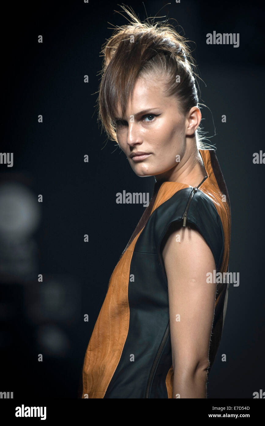 Models pose on the catwalk during the Etxeberria Fashion Show at ...