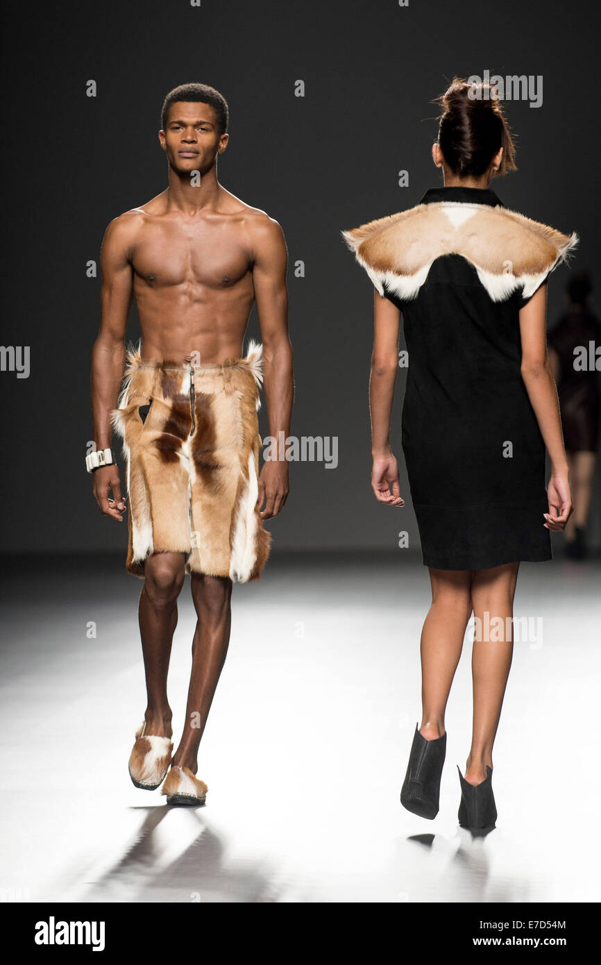 Models pose on the catwalk during the Etxeberria Fashion Show at ...