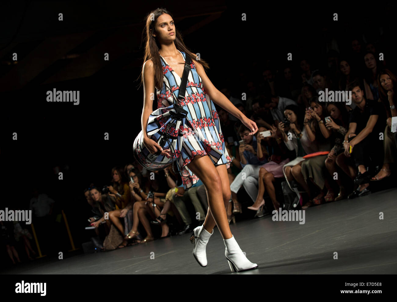 Madrid, Spain. 14th September, 2014. Models pose at the Juan Vidal ...