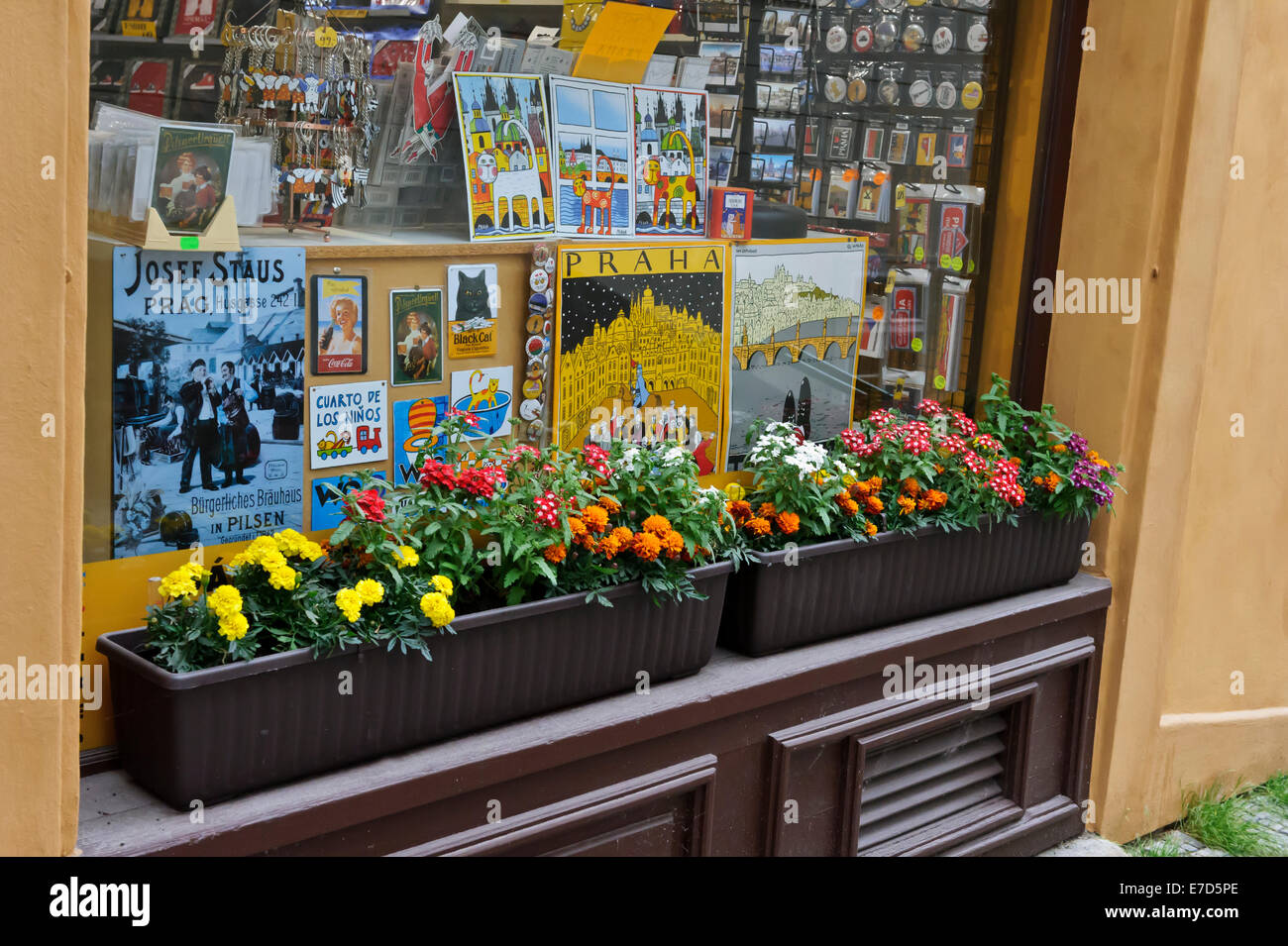 The window of a traditional local shop in the City of Prague, Czech ...