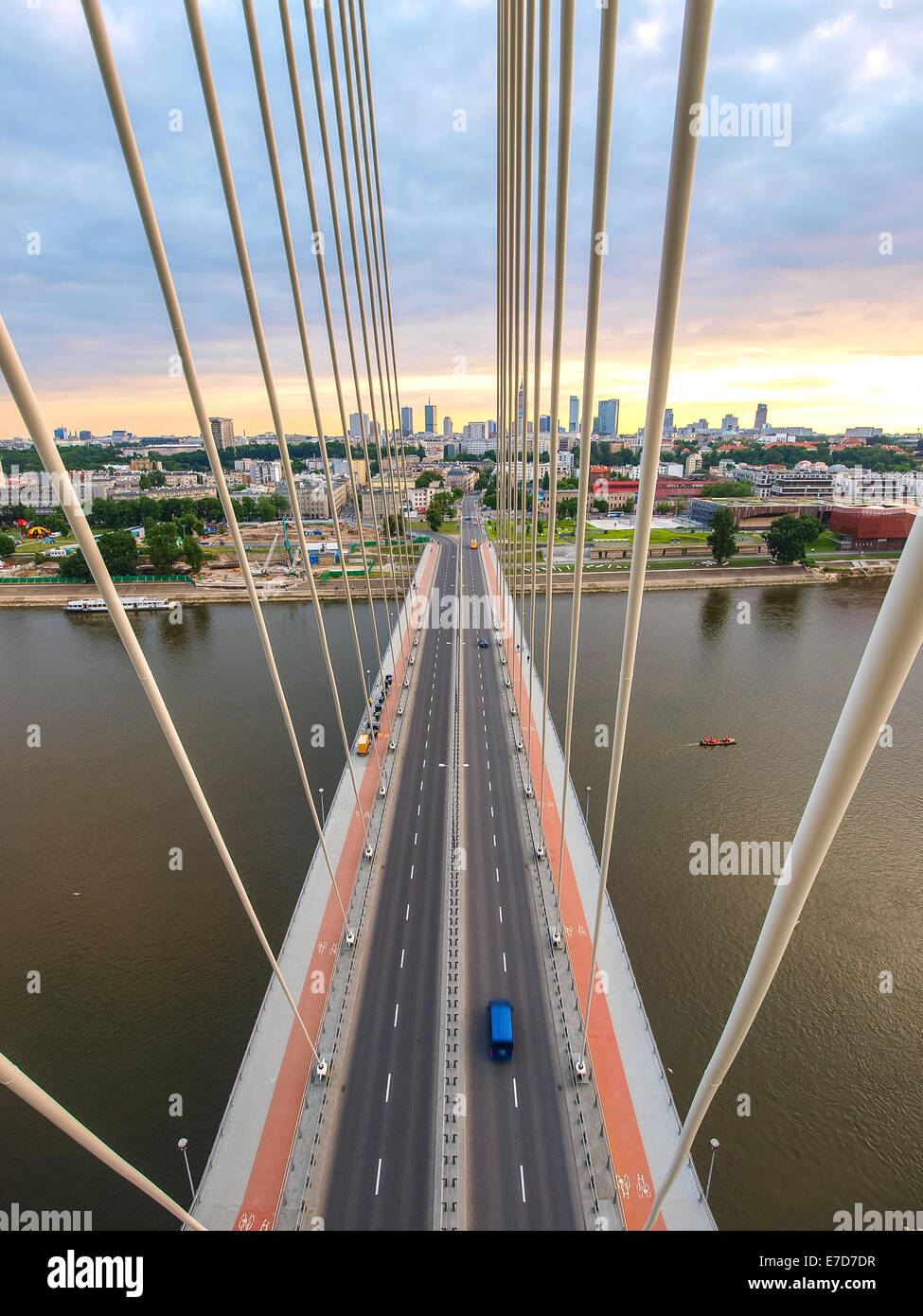 Swietokrzyski Bridge over Wisla river in Warsaw capital of Poland Stock ...