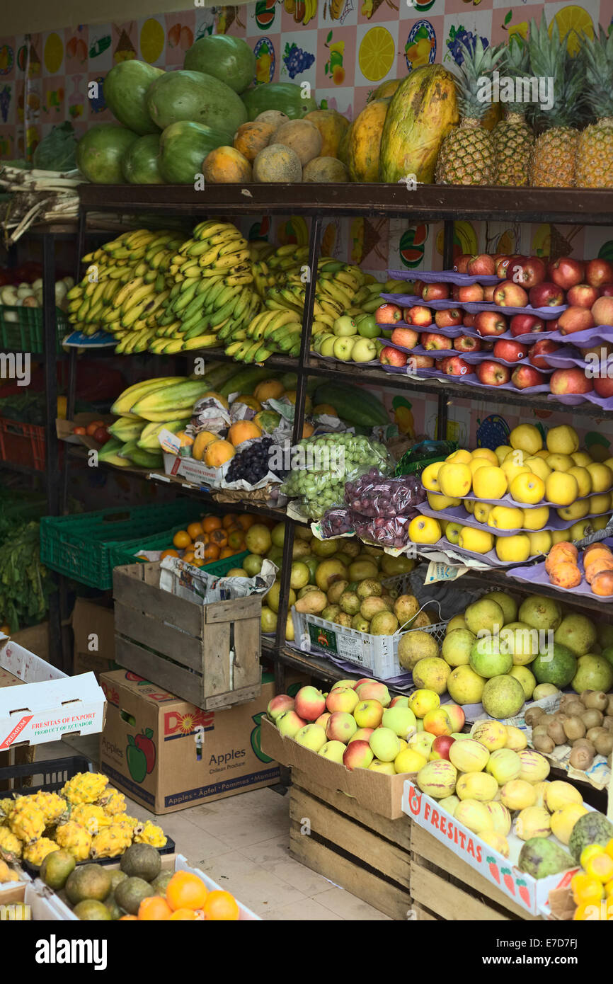 Fruit shop on Jeronimo Carrion Street in the tourist district of ...