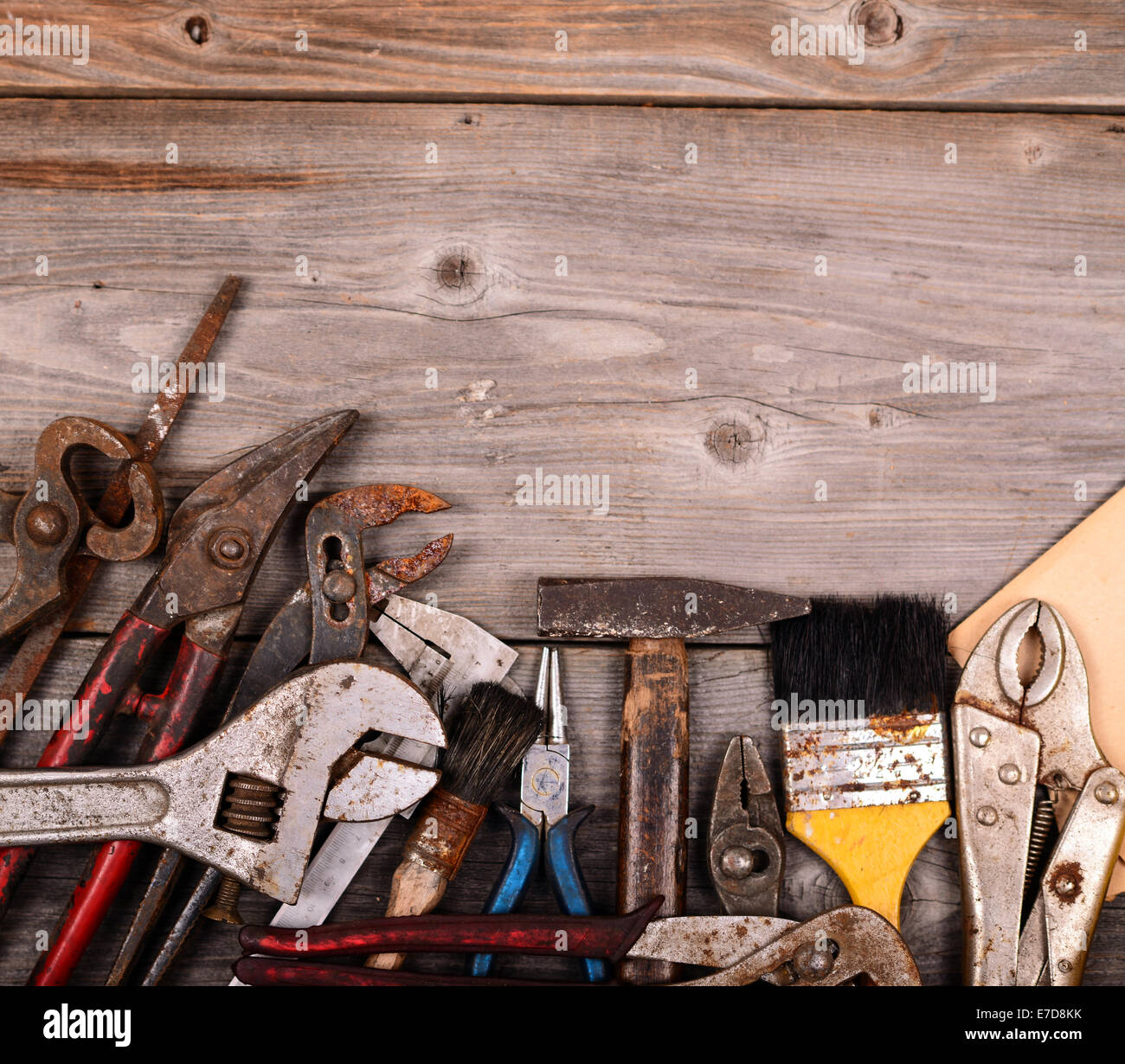Vintage construction tools background Stock Photo - Alamy