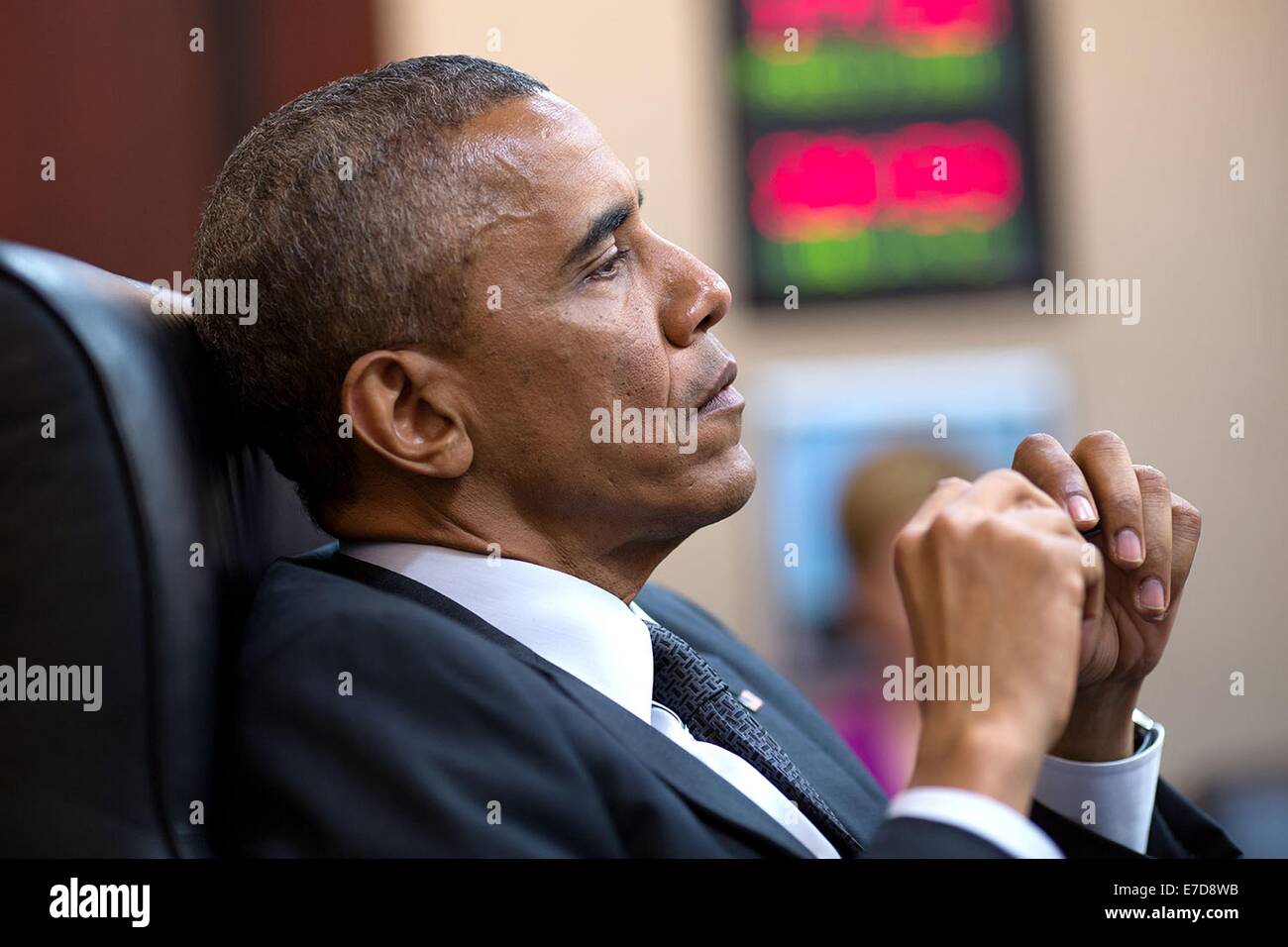 US President Barack Obama reflects during a National Security Council ...