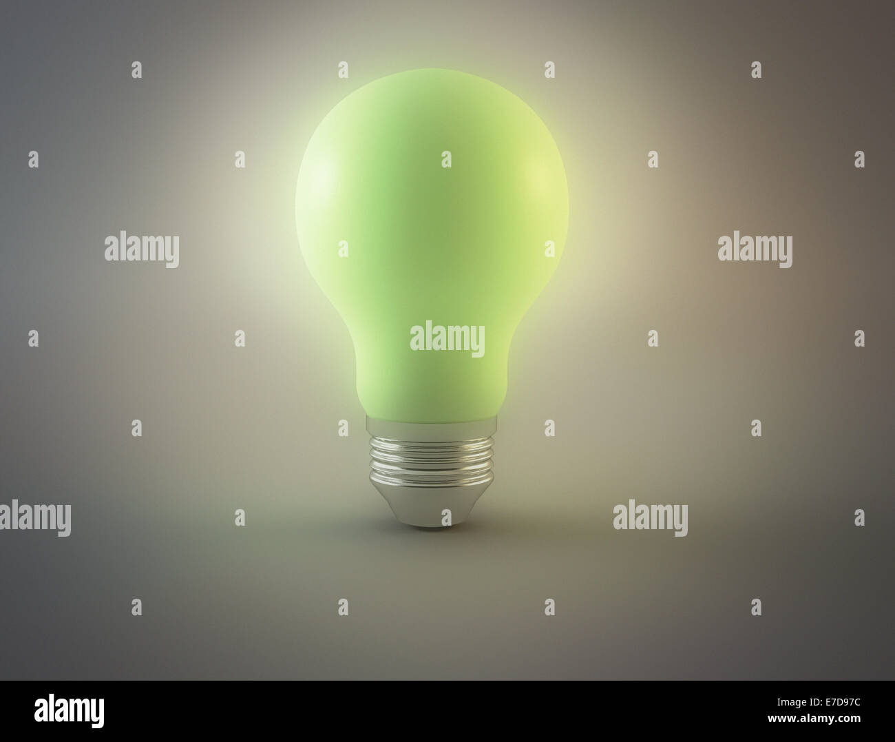 Single green light bulb in focus Stock Photo - Alamy