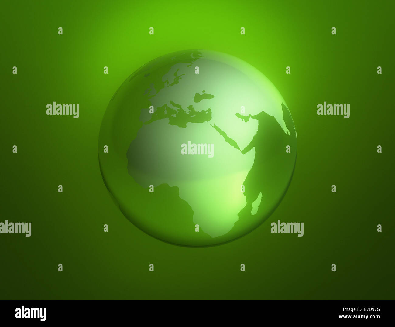 World glass globe on green background Stock Photo - Alamy