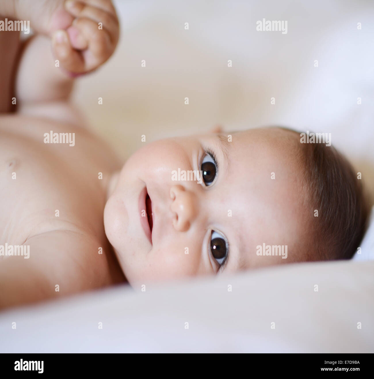 Beautiful baby girl looking at camera Stock Photo - Alamy