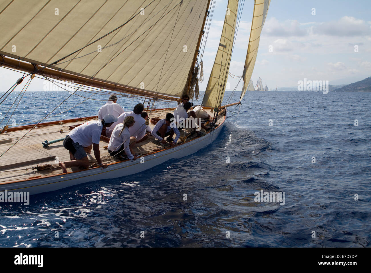 Imperia, Italy. 14th September 2014. The crew of a yacht sailing during ...