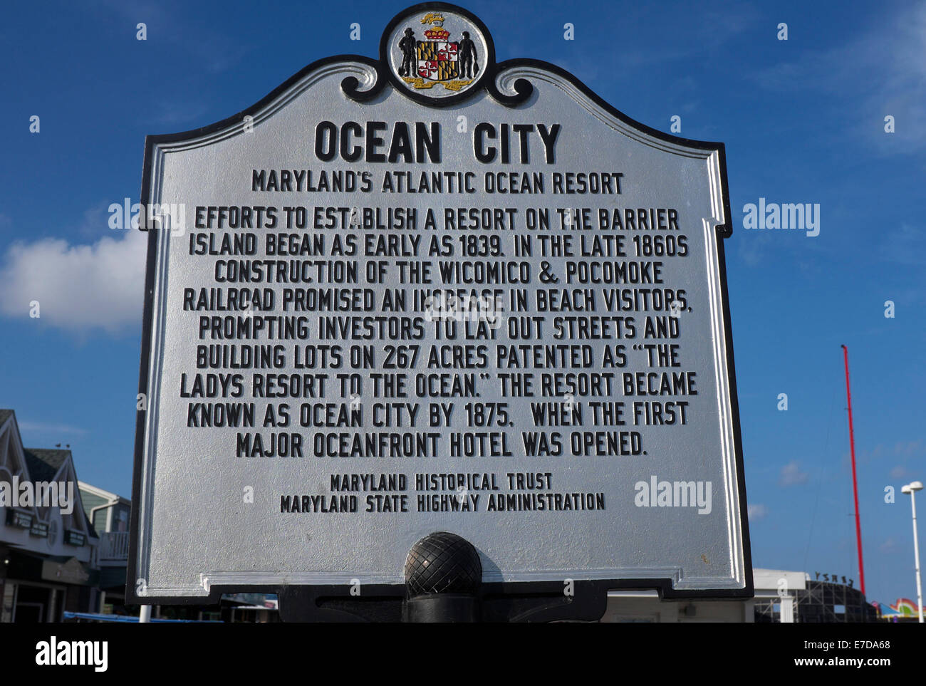 Historical sign for Ocean City, Maryland. Maryland's Atlantic Ocean ...