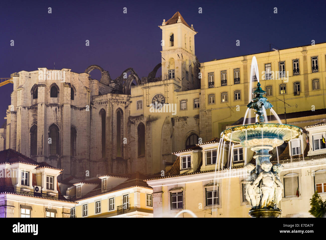 Convento do Carmo from Rossio Square, Lisbon, Portugal Stock Photo - Alamy
