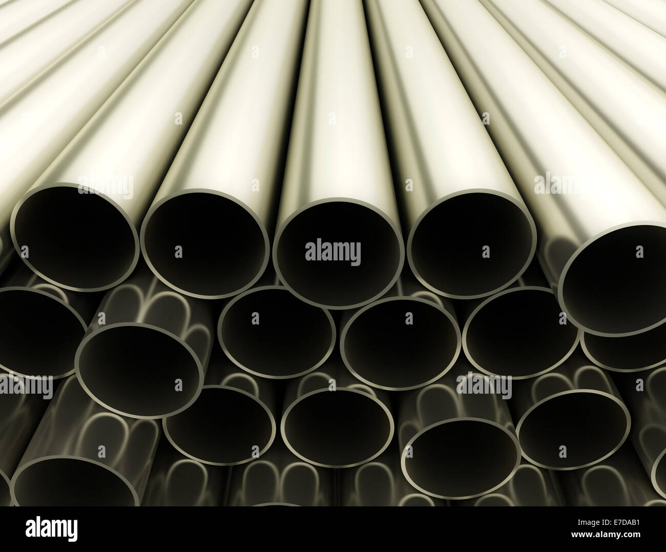 Stack of stainless steel pipes - close up image Stock Photo - Alamy