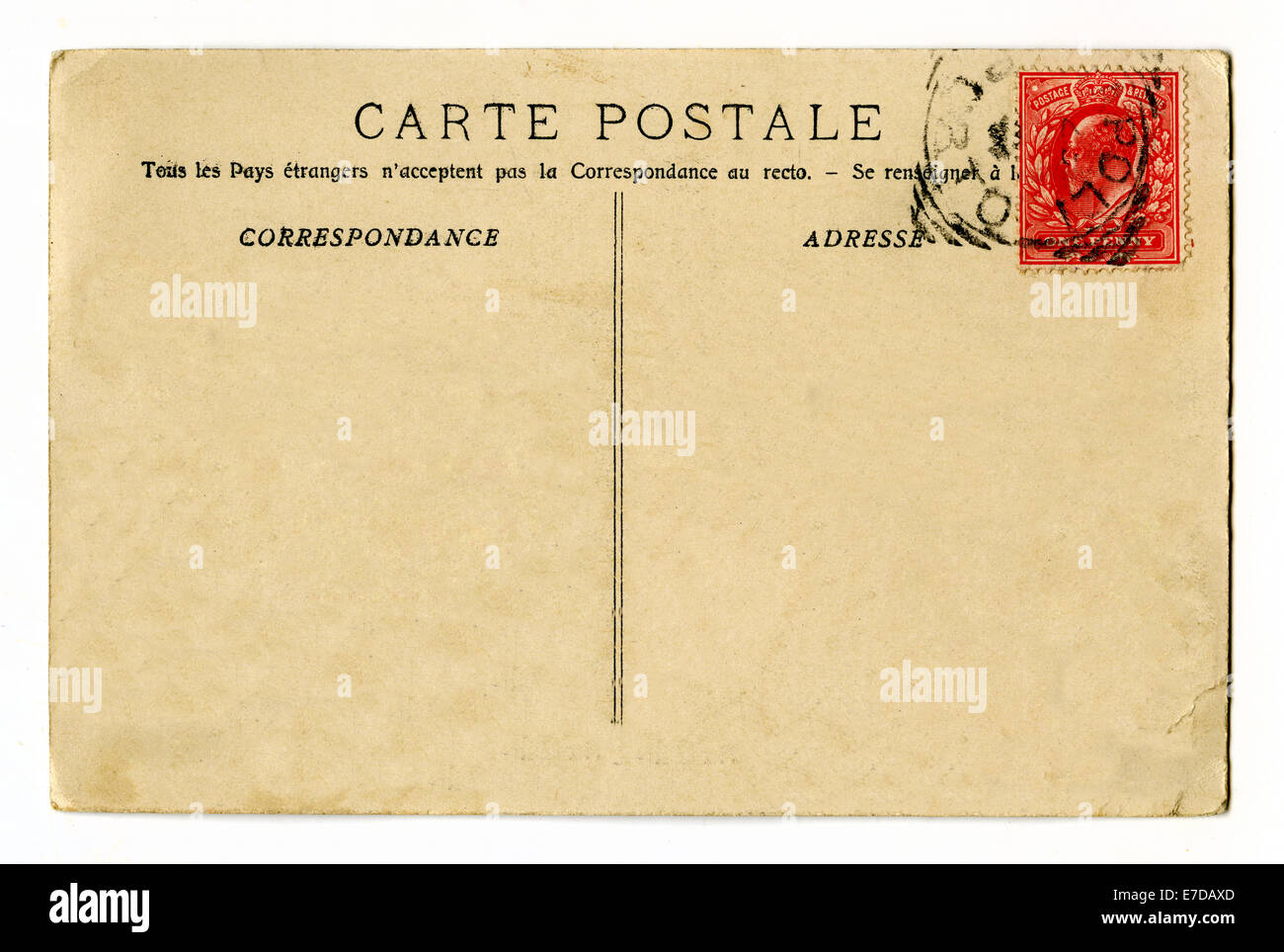 A vintage postcard over a plain white background Stock Photo - Alamy