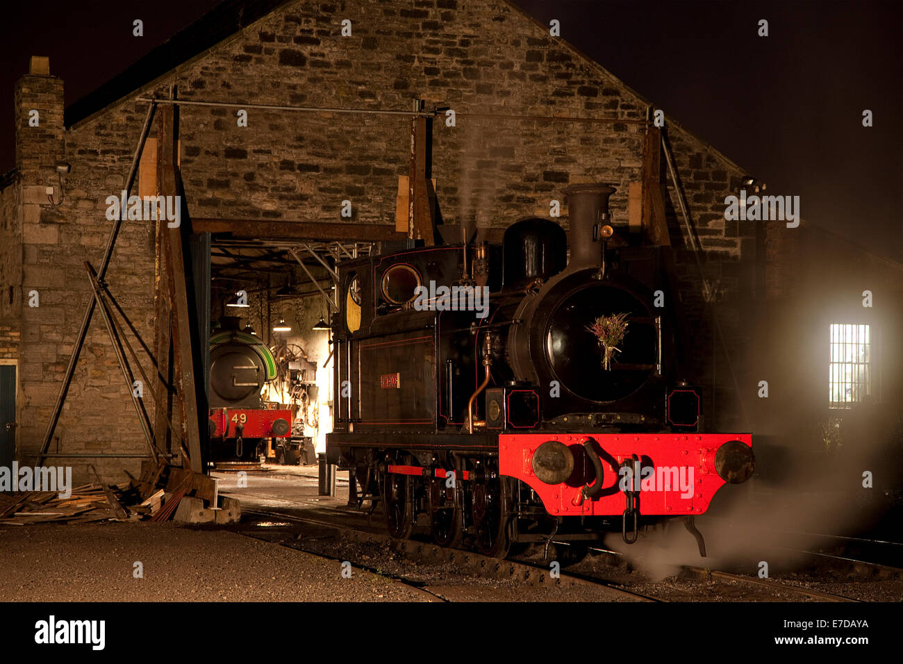 Steam engines at the engine shed at Tanfield Railway near Gateshead in ...