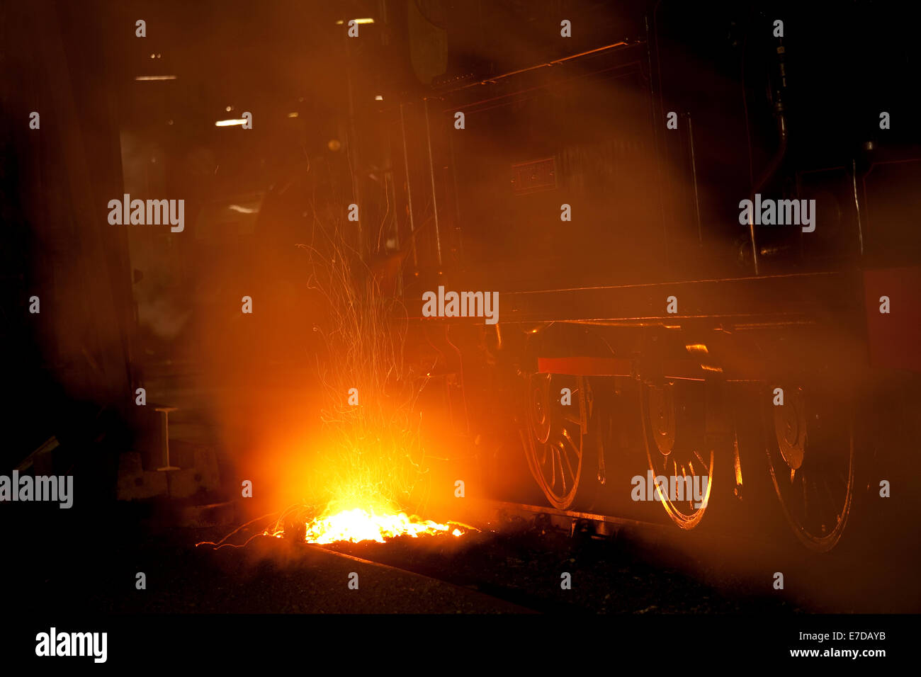 Steam engine at the engine shed at Tanfield Railway near Gateshead in ...