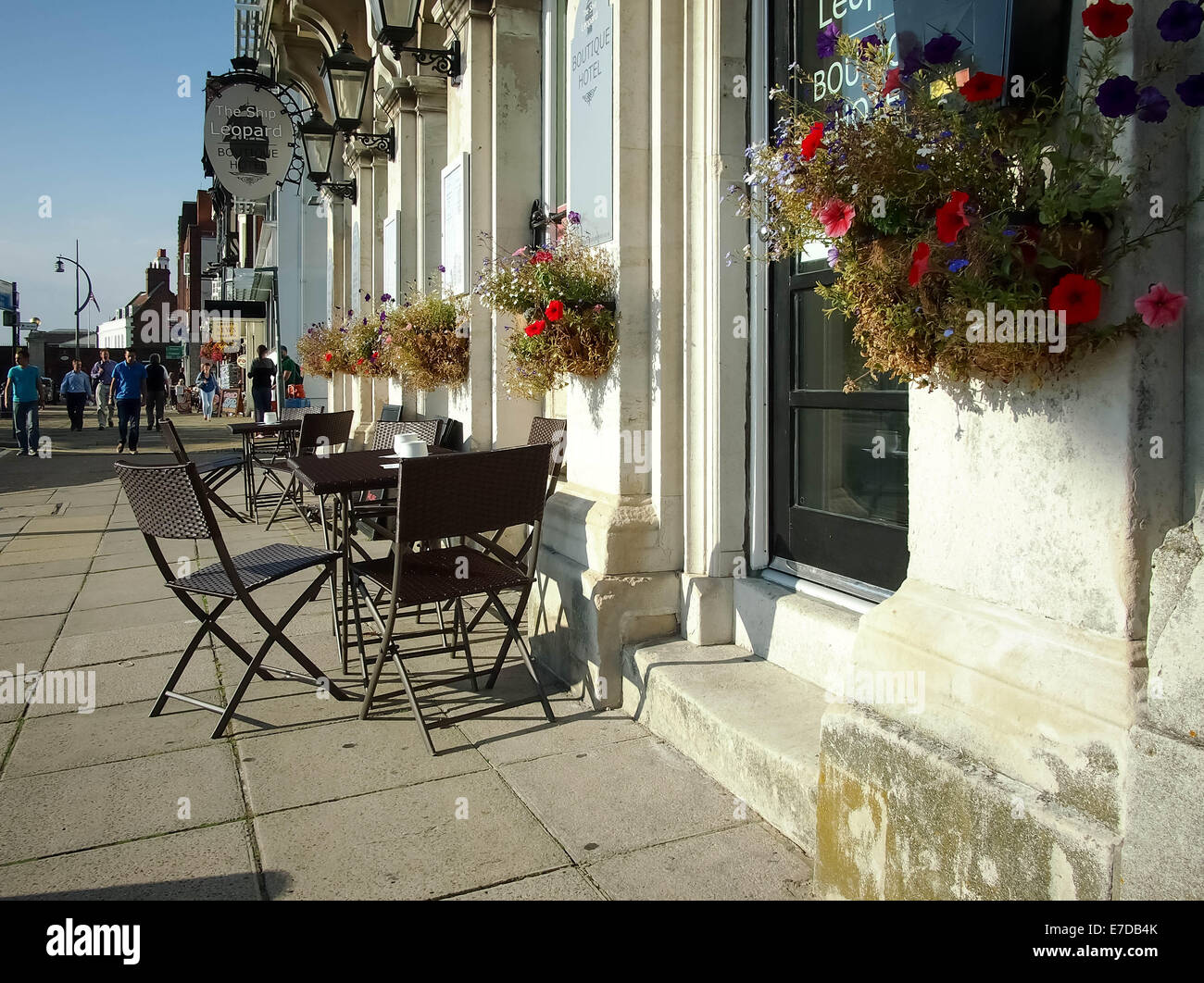 Chiars and Tables outside the Ship Leopard Boutique Hotel and Cafe on ...
