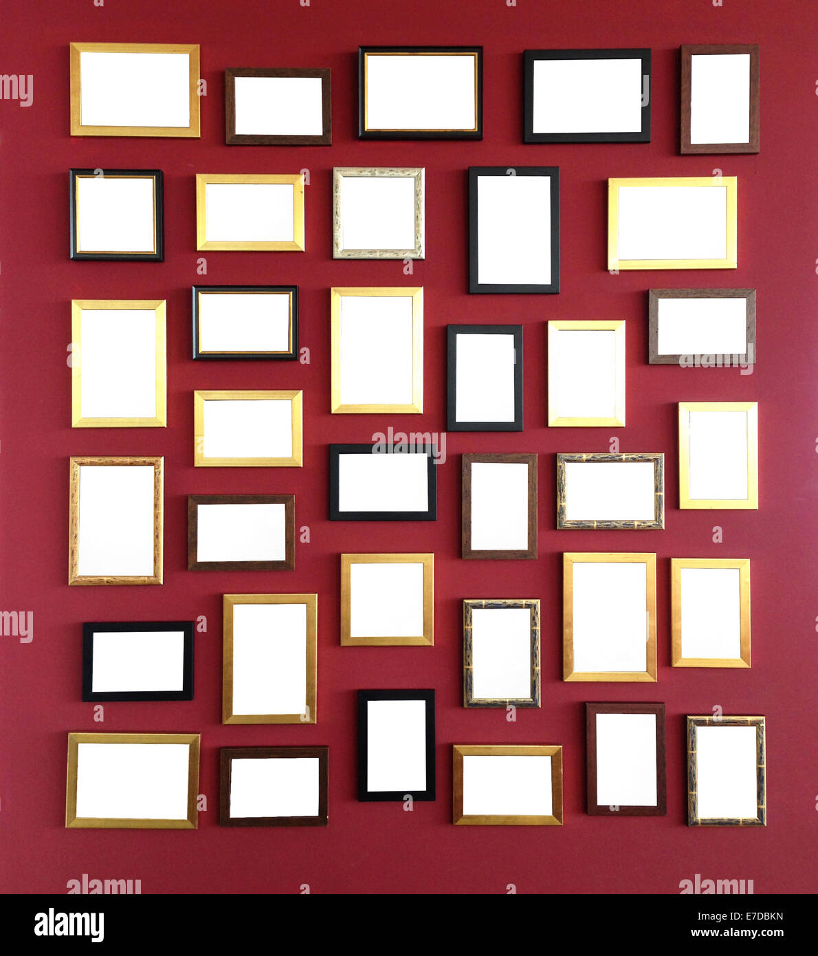 Photo art gallery on vintage red wall Stock Photo - Alamy