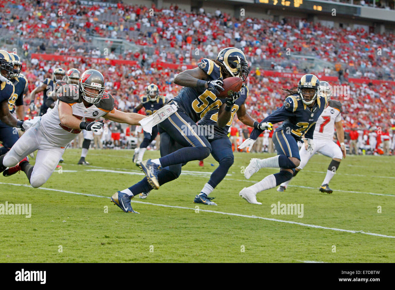 Tampa Bay, Florida, USA. 14th Sep, 2014. Rams Ray Ray Armstrong (50 ...