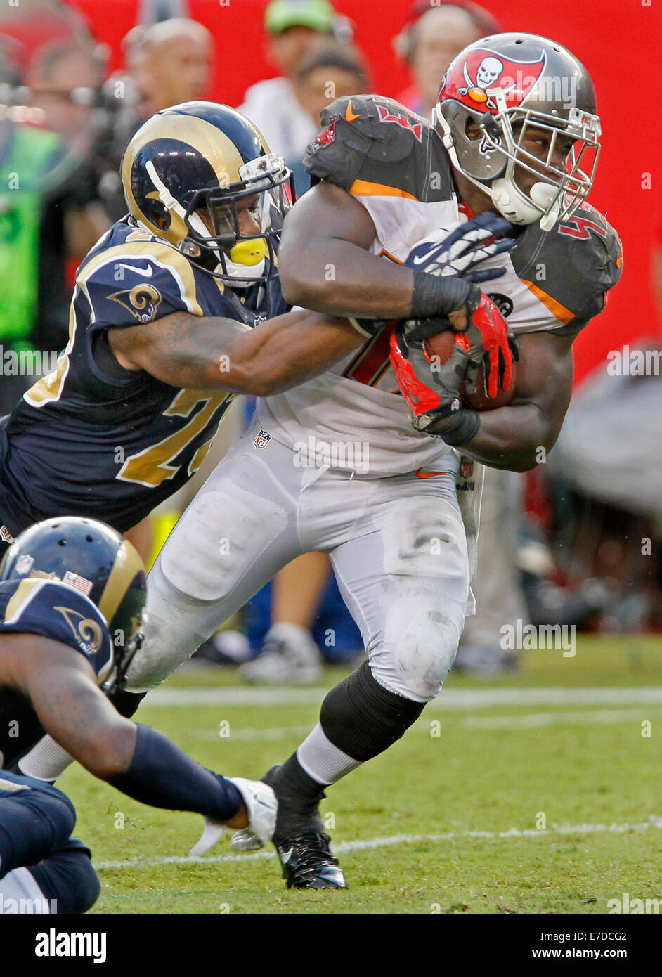 Tampa Bay, Florida, USA. 14th Sep, 2014. Rams Rodney McLeod (23) hangs ...