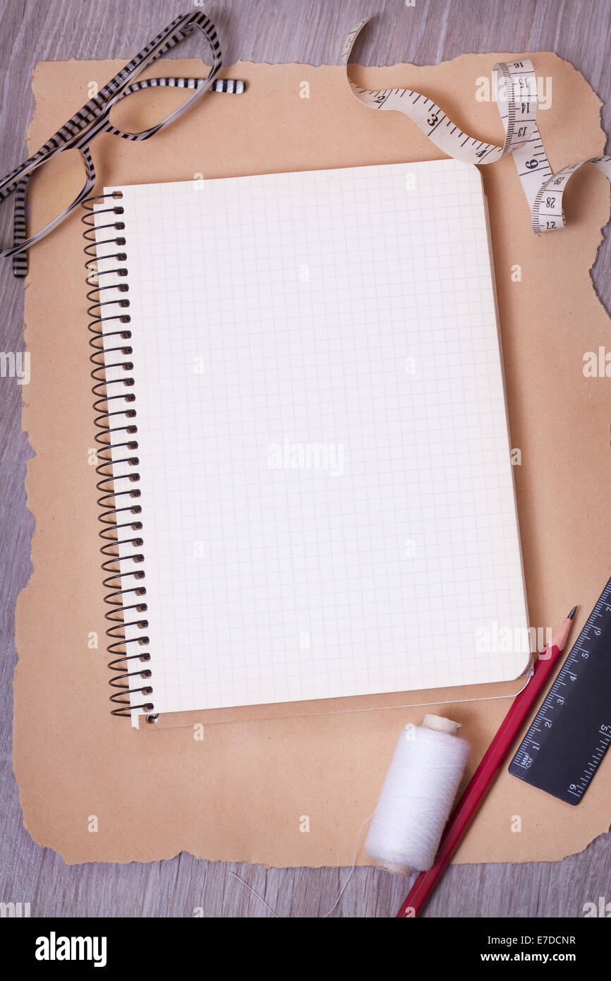 Measuring tape paper notebook hi-res stock photography and images - Alamy