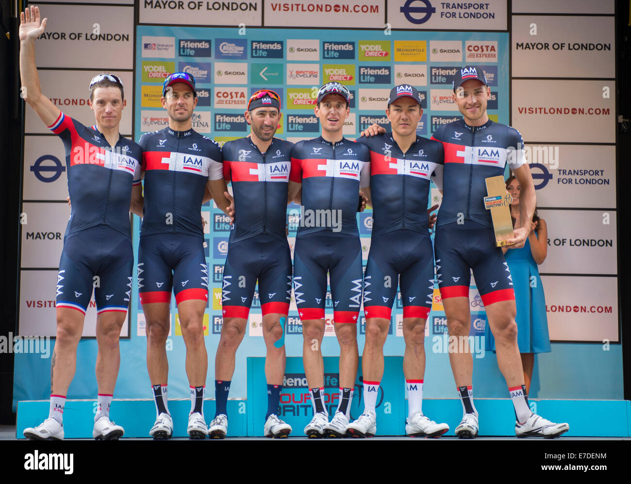 Whitehall, London UK. 14th September 2014. IAM Swiss Team on the Podium ...