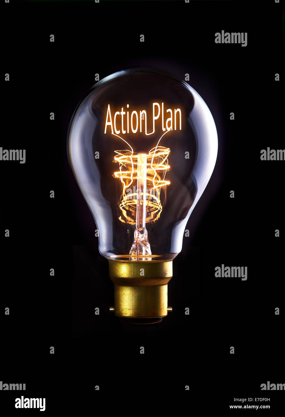 Action Plan concept in a filament lightbulb Stock Photo - Alamy