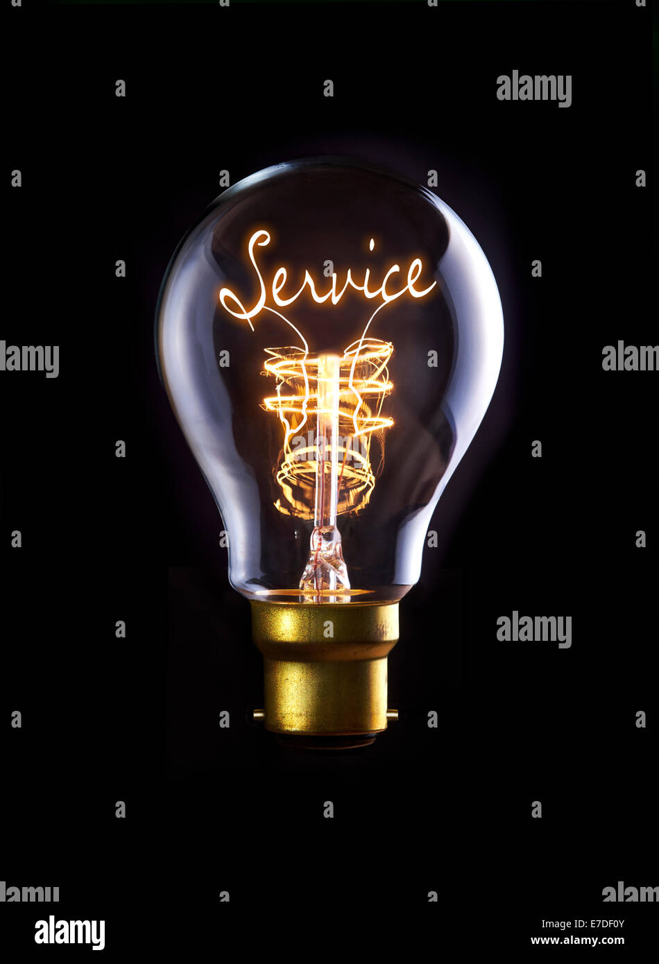 Customer Service concept in a filament lightbulb Stock Photo - Alamy