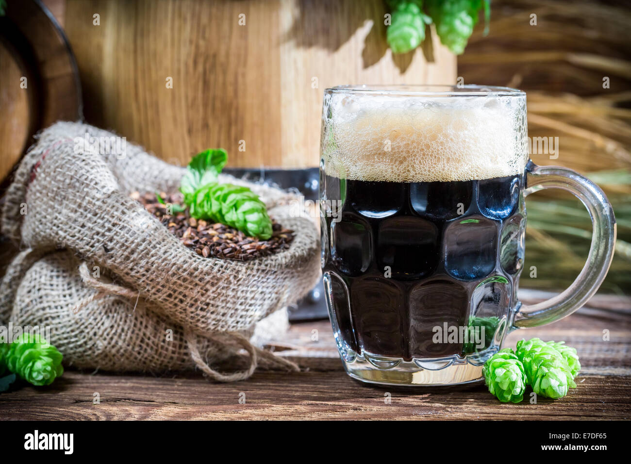 Dark beer made of malt caramel Stock Photo - Alamy