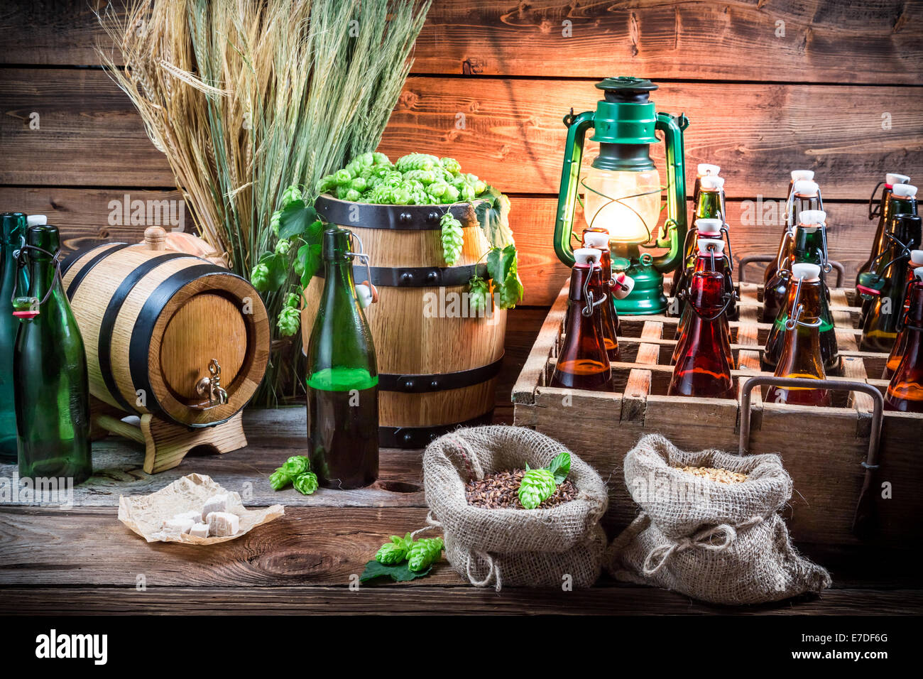 Tasting home-brewed beer in the cellar Stock Photo - Alamy