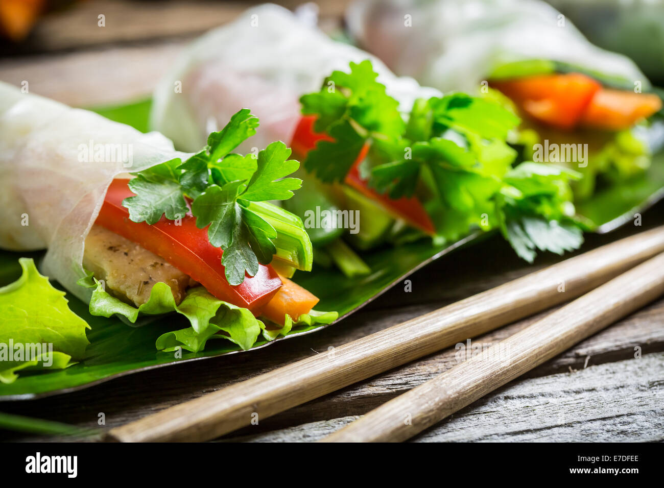 Chicken spring rolls hi-res stock photography and images - Alamy