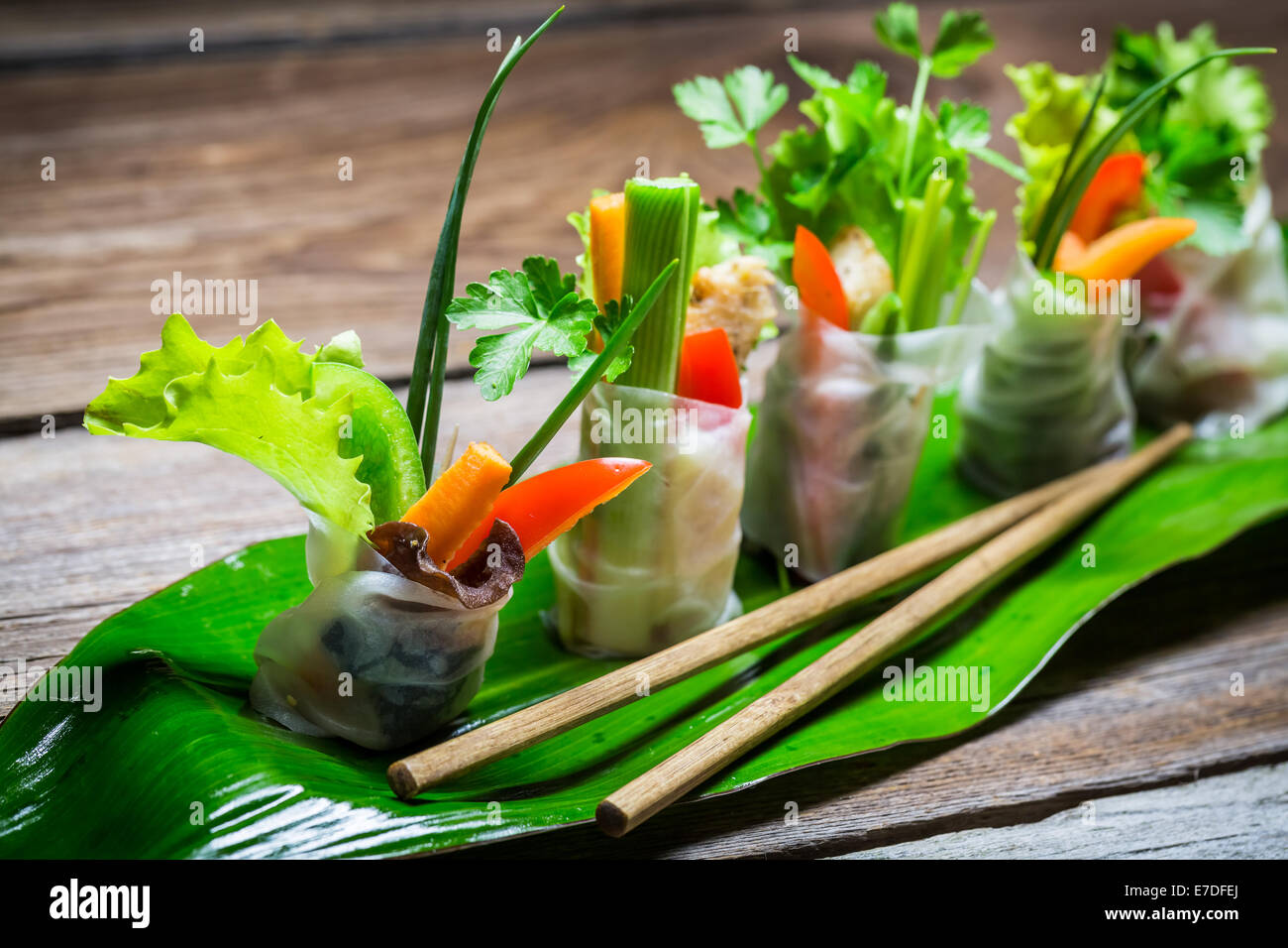 Rice paper wrapped chicken hi-res stock photography and images - Alamy