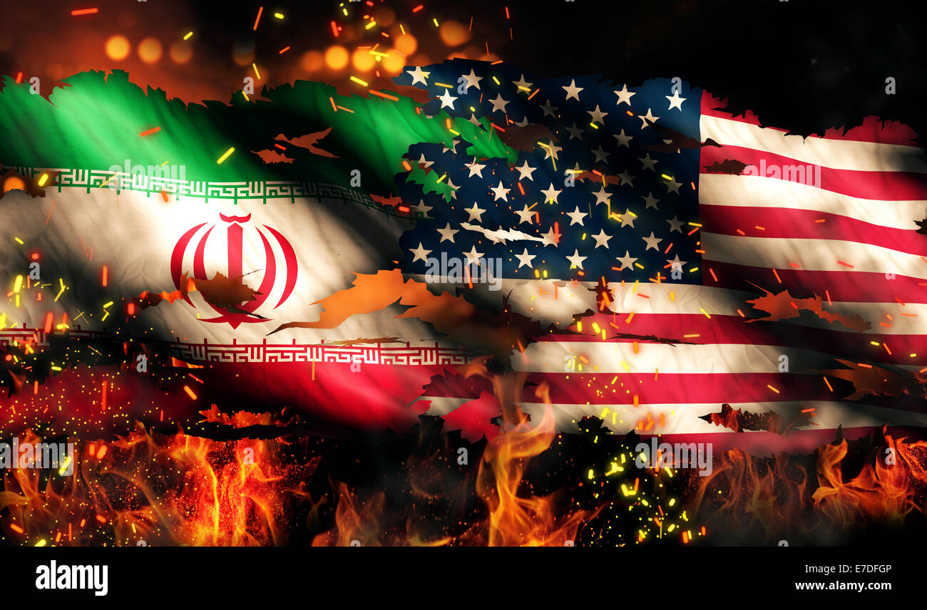 Iran america flag fire hi-res stock photography and images - Alamy