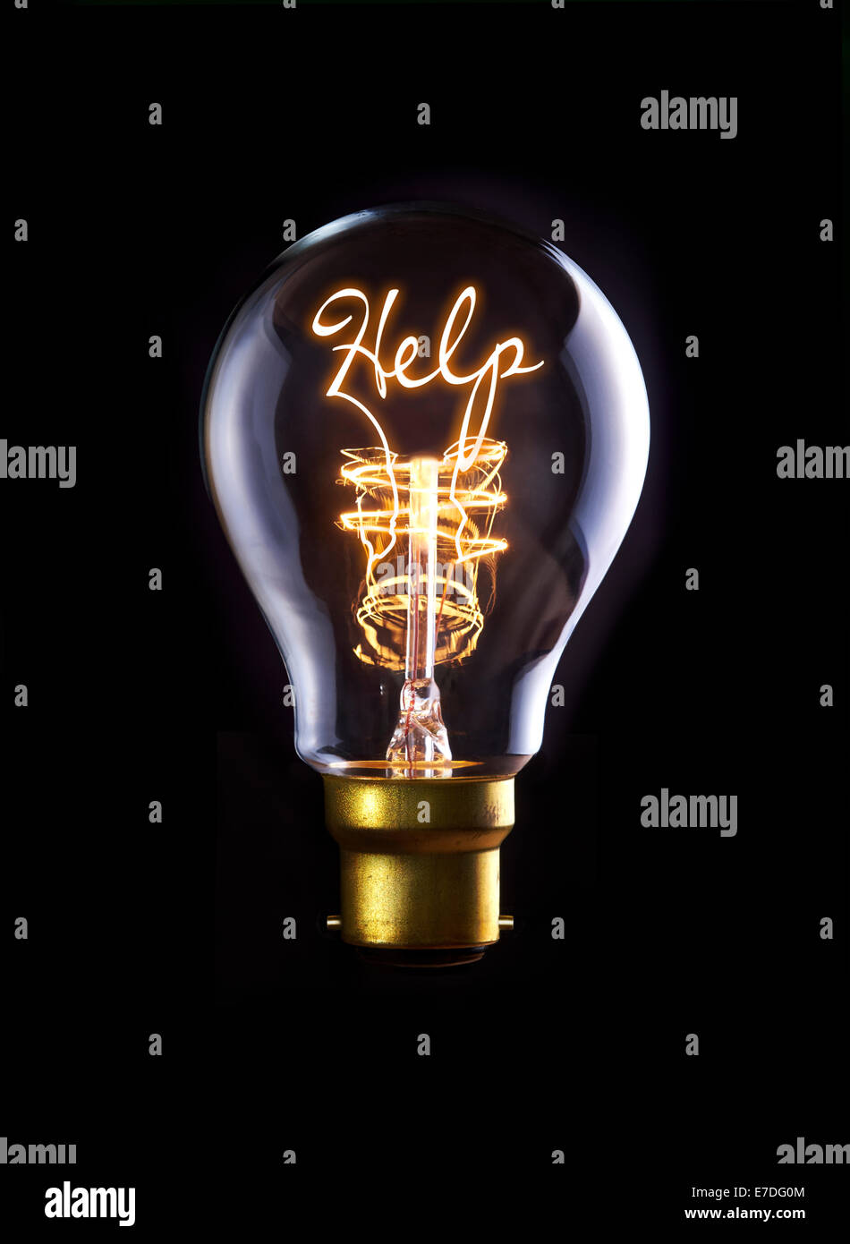 Self Help concept in a filament lightbulb Stock Photo - Alamy
